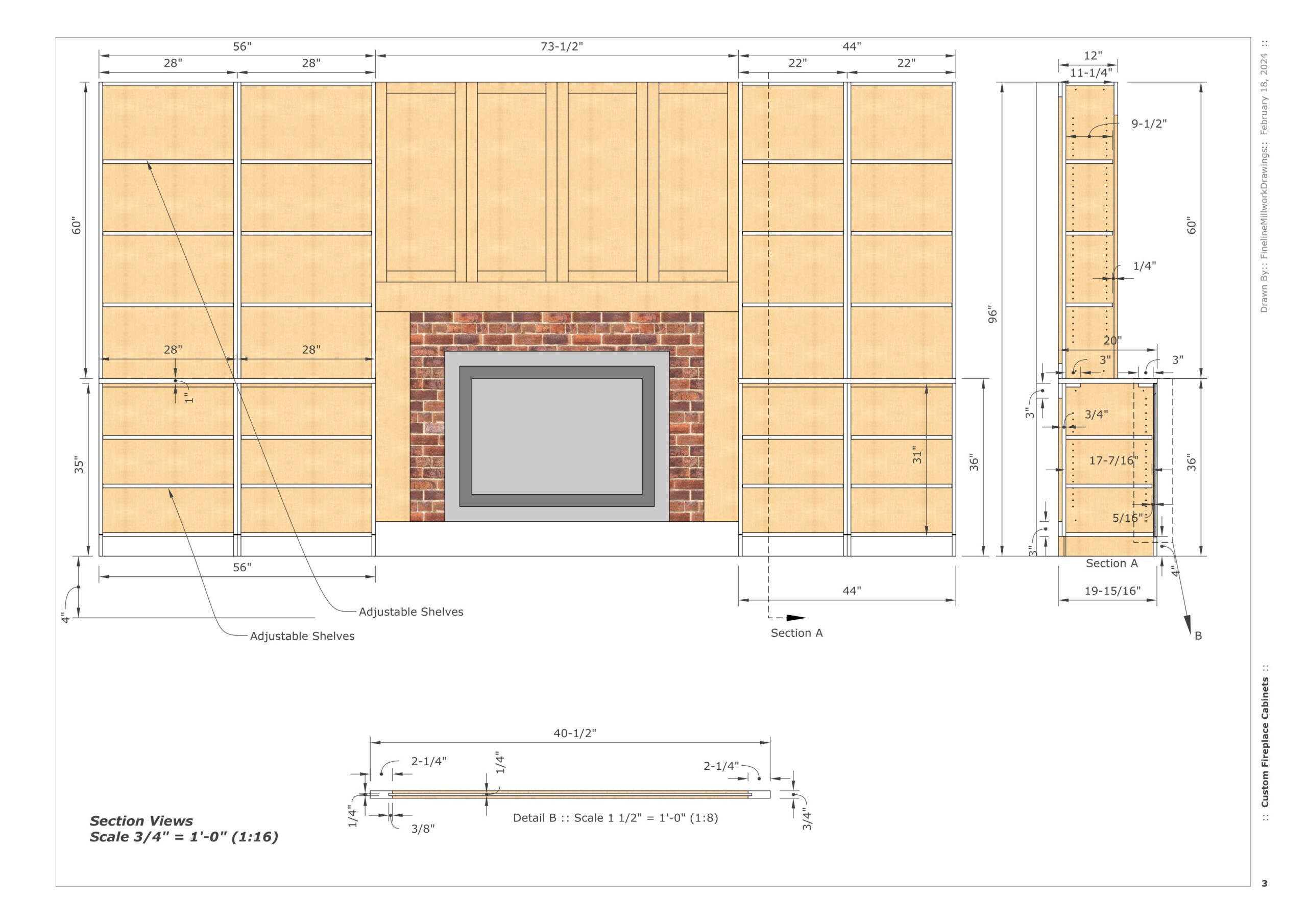 FirePlace Custom Cabinets Shop Drawings-3 - FineLine Millwork Drawings