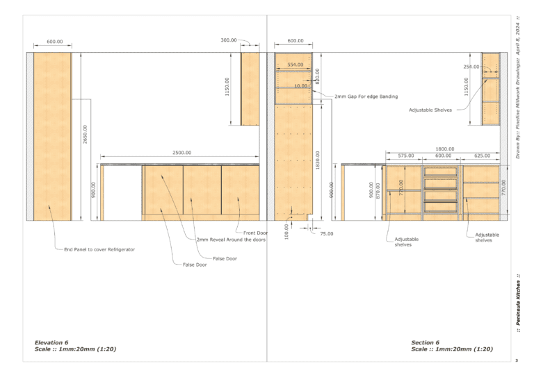 Peninsula Kitchen Shop Drawings-3 - FineLine Millwork Drawings