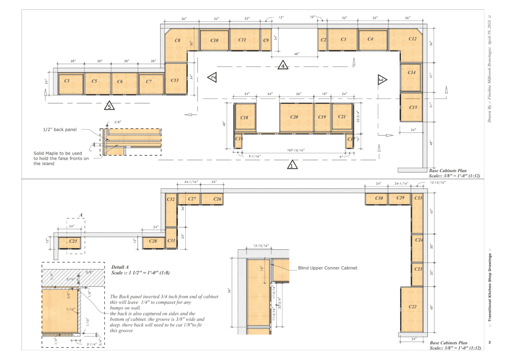 Transitional Kitchen Shop Drawings-2 - FineLine Millwork Drawings