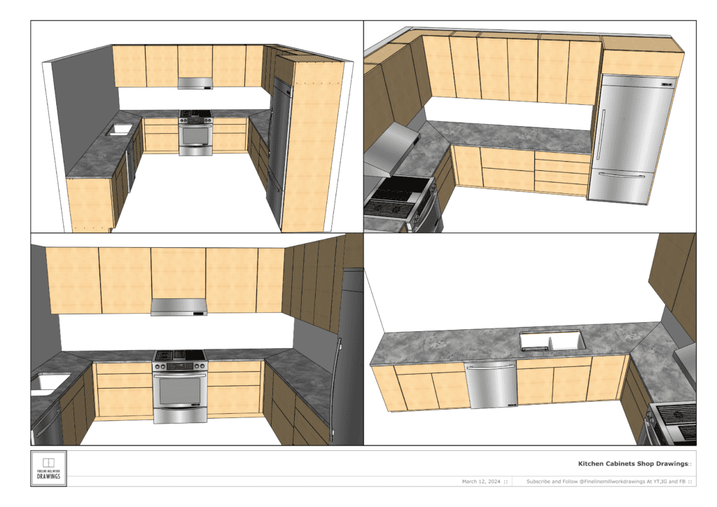 U Shapped Kitchen Shop Drawings V1-01 - FineLine Millwork Drawings